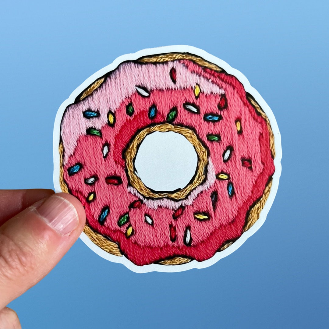Simpsons Donut Vinyl Sticker: Embroidered Effect Laptop Decal - Etsy