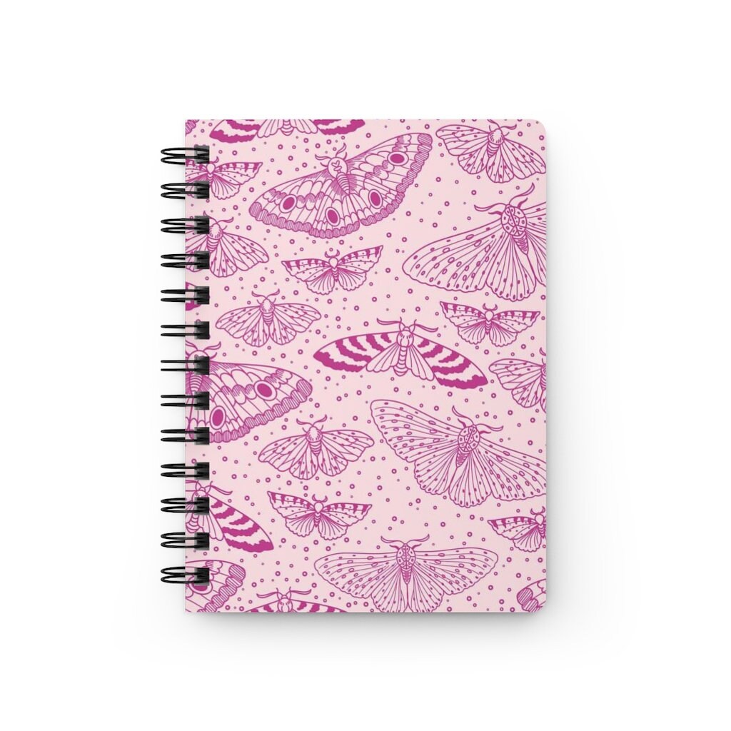 Spiral Bound Journal, Cute Moth Pattern Notebook, Back to School ...