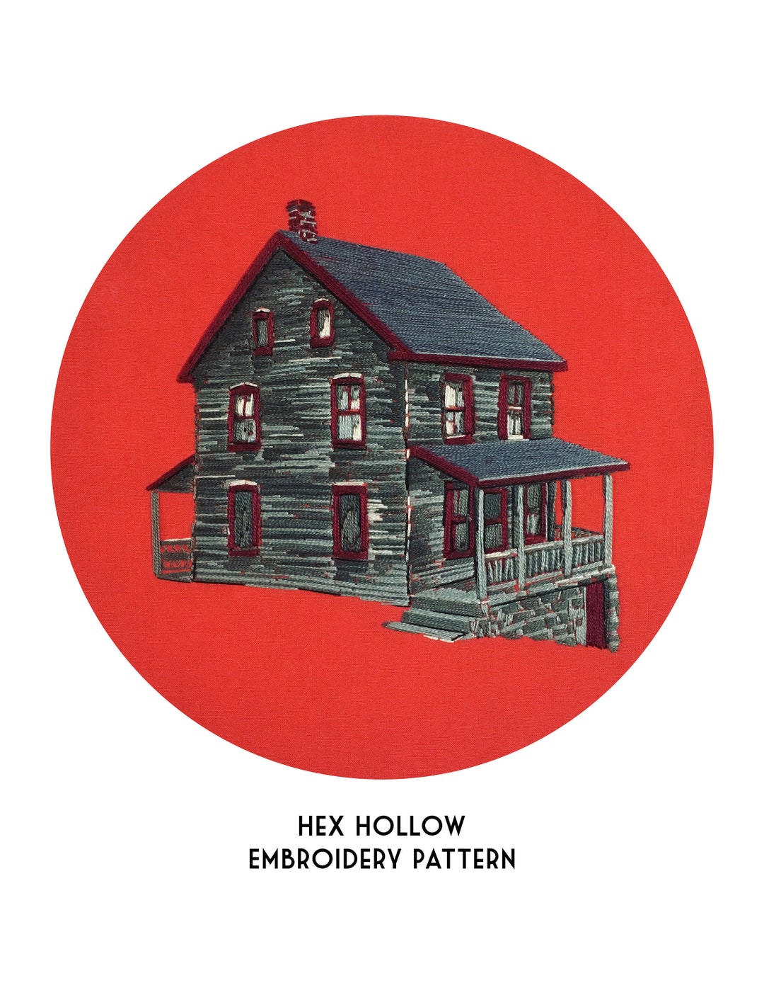 Hex Hollow Haunted House DIY Embroidery Design Pdf - Needlepoint ...