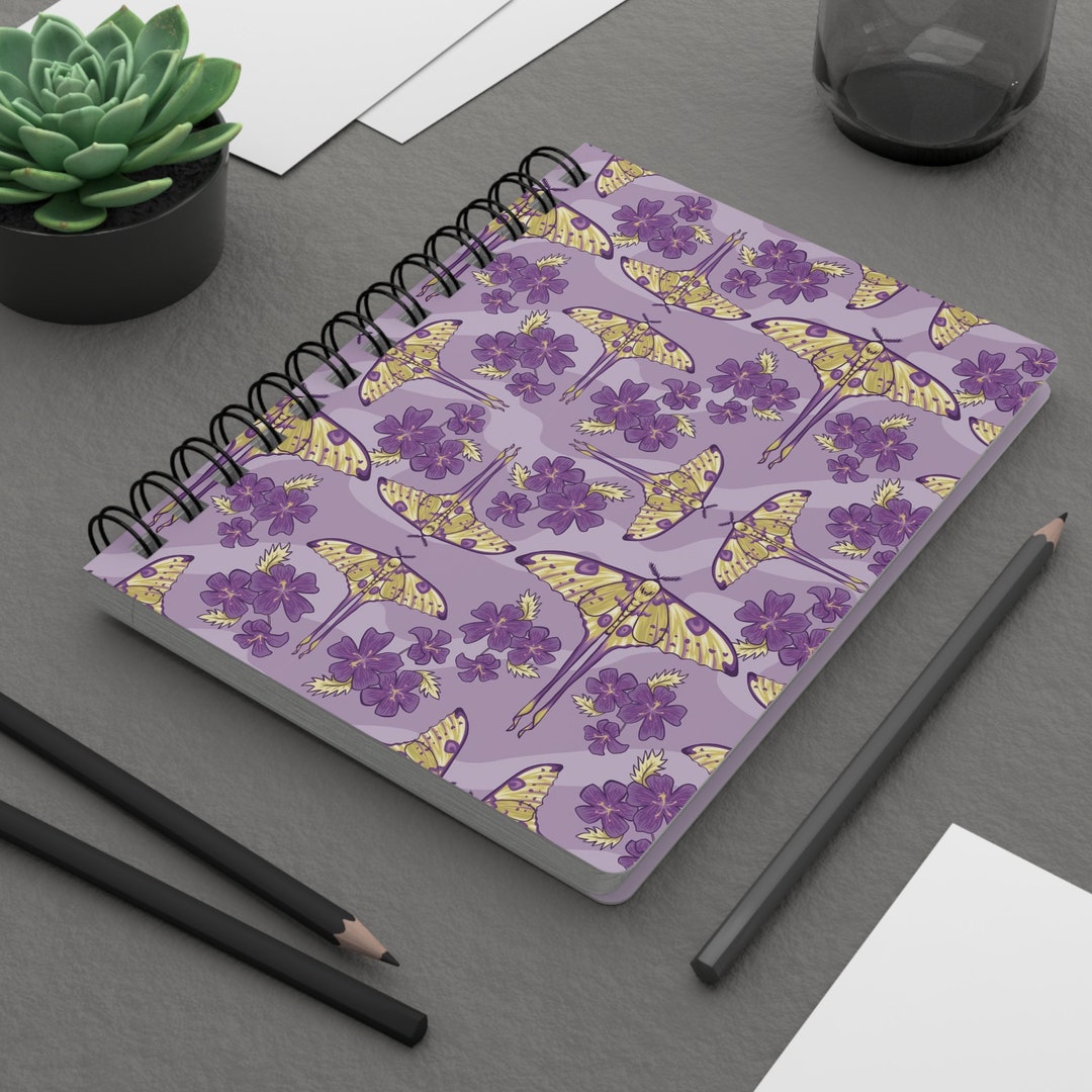 Spiral Bound Journal, Cute Comet Moth Pattern Notebook, Back to School ...