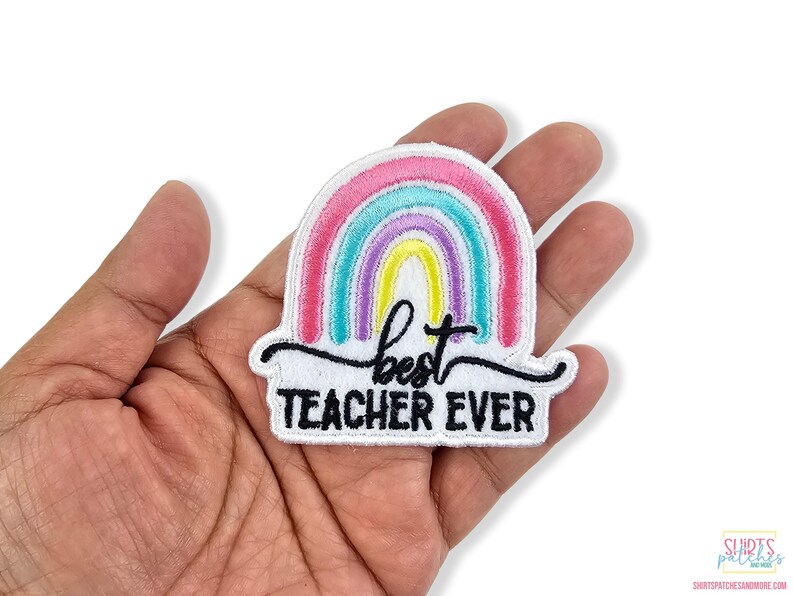 Best Teacher Ever Patch – Embroidered Rainbow Applique - Etsy