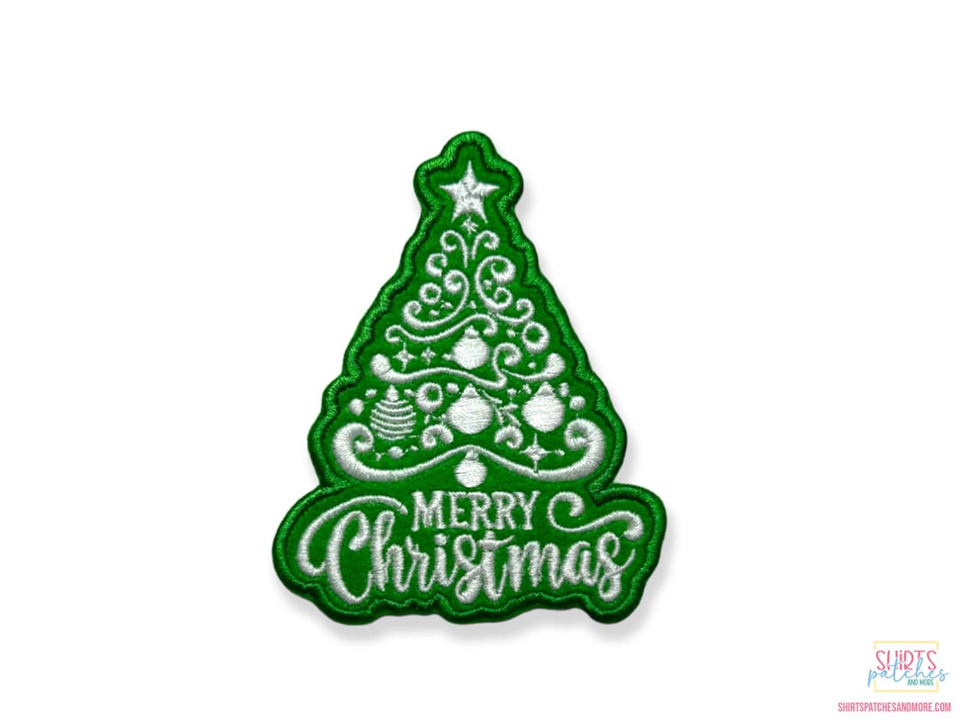 Merry Christmas Tree Embroidered Iron-on Patch. Holiday Patch ...