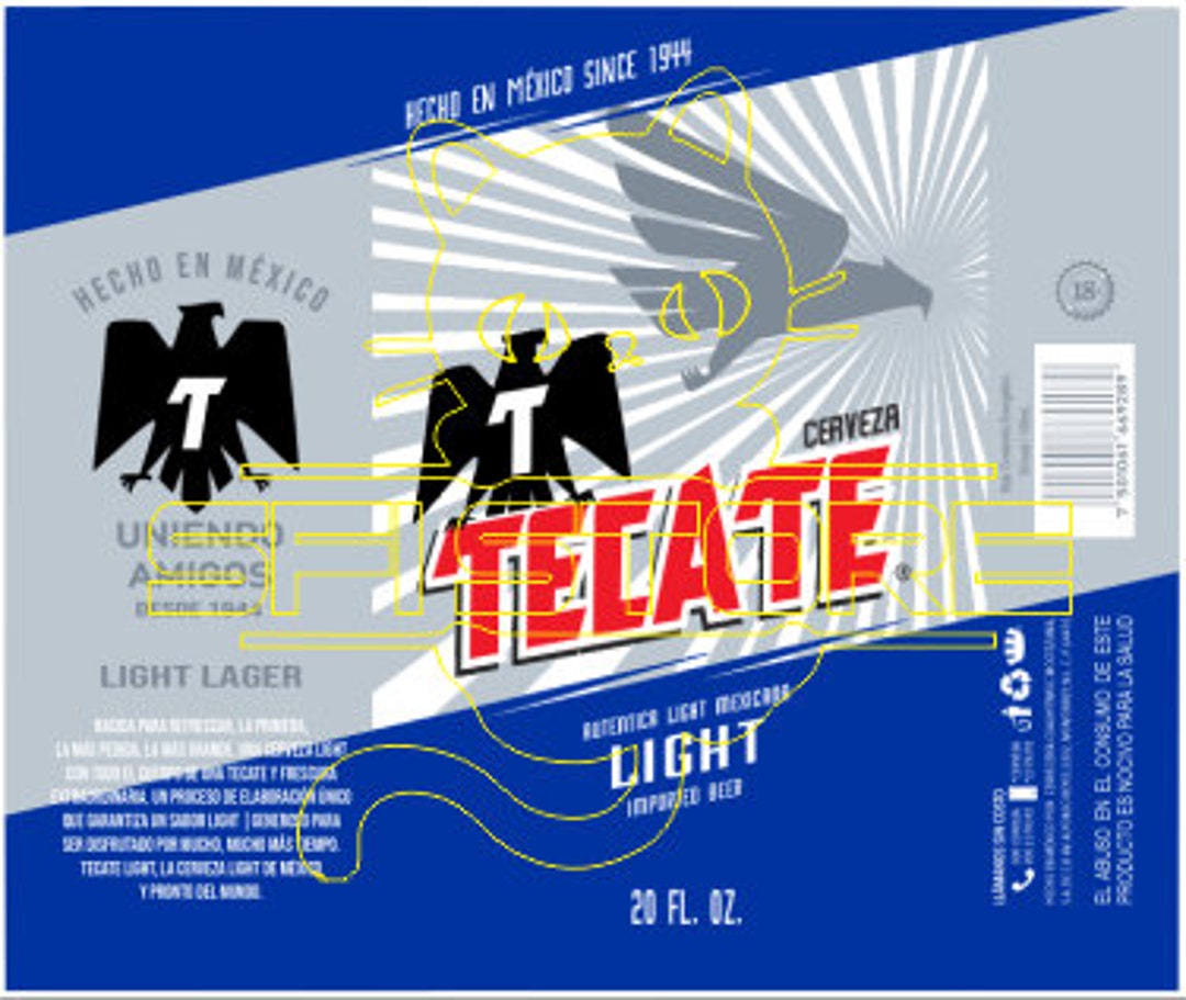 Tkt Beer Digital Label Mexican Beer Tecate Light Versión Blue For 20 Oz Straight Tumbler In