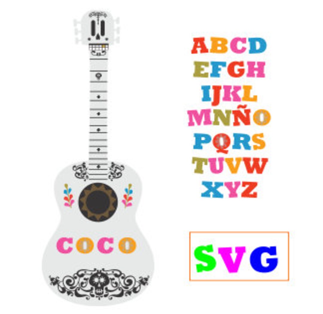 COCO Guitar Vector SVG Full Editable Alphabet Included For Etsy