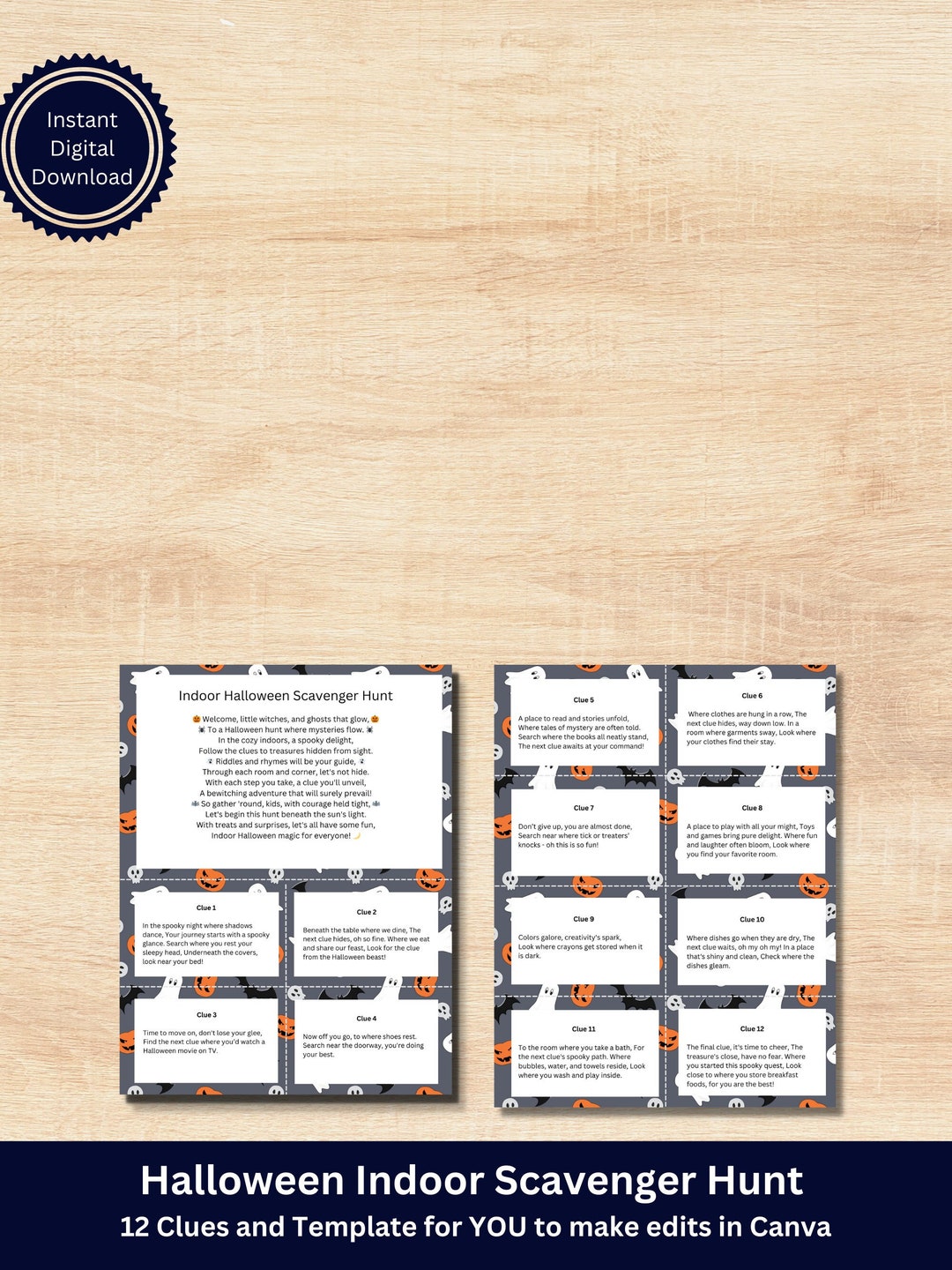 Indoor Halloween Scavenger Hunt Printable Template for Kids, Custom ...