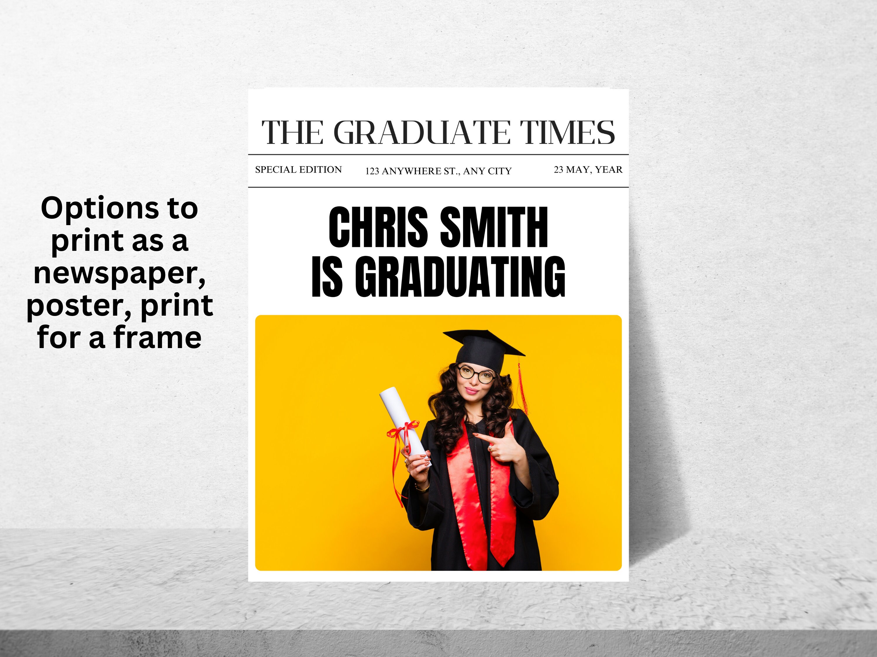 Editable Custom Graduation Newspaper Template, Graduation Keepsake Gift ...
