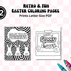 Retro Easter Printable Coloring Pages, Printable PDF Easter Party ...