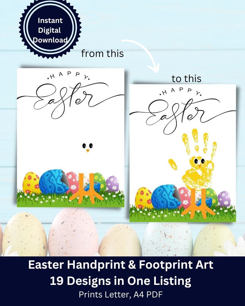 19 Easter Handprint and Footprint Art Templates, Printable Craft ...