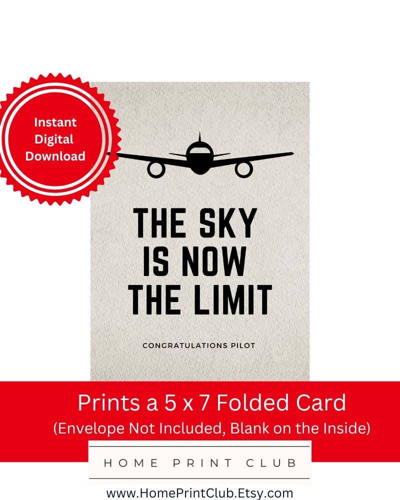 Congratulations New Pilot Printable Greeting Card, Aviation Card ...