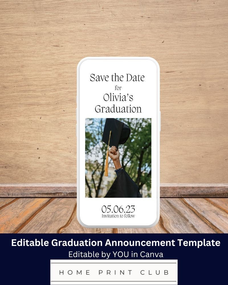 Graduation Save the Date Template for Texting and Email, Photo Save the ...