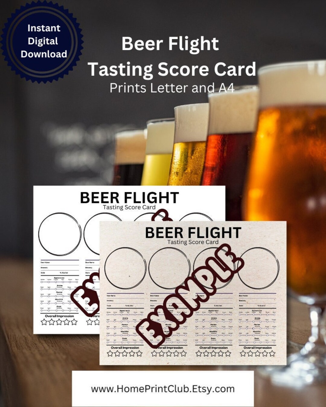 Beer Flight Tasting Scorecard Placemat, Beer Tasting Party, Printable ...