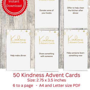 50 Kindness Advent Cards Instant Download, Advent Activities, Mindful ...