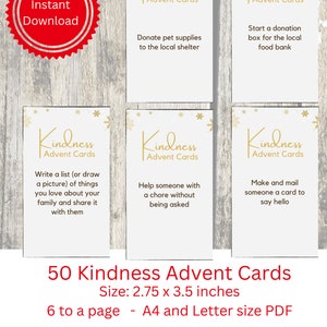 50 Kindness Advent Cards Instant Download, Advent Activities, Mindful ...