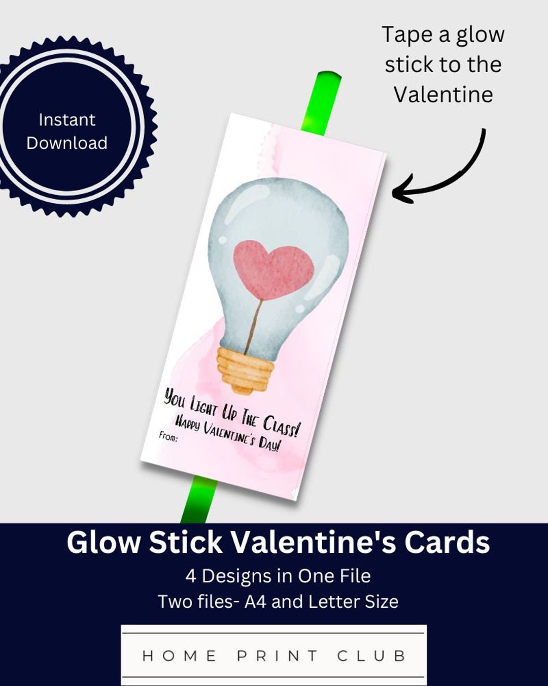 Glow Stick Valentine Cards, Classroom Valentine's, You Make My Heart ...