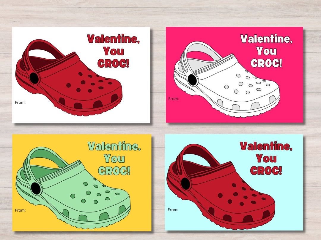 You Croc Printable Kids Valentines Day Card, School Valentine's Day ...
