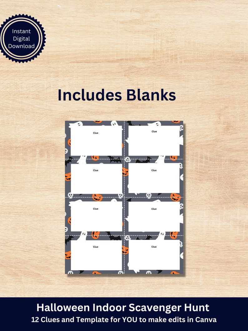 Indoor Halloween Scavenger Hunt Printable Template for Kids, Custom ...