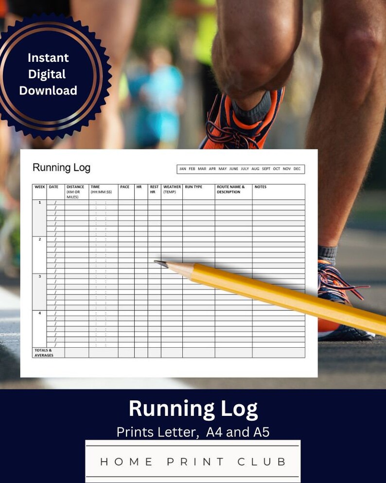 Running Log Tracker, Printable Jogging Planner, Run Tracker, Running ...