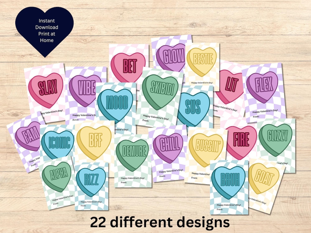 Teen Slang Printable Kids Valentines Day Card, Funny Kids Class ...