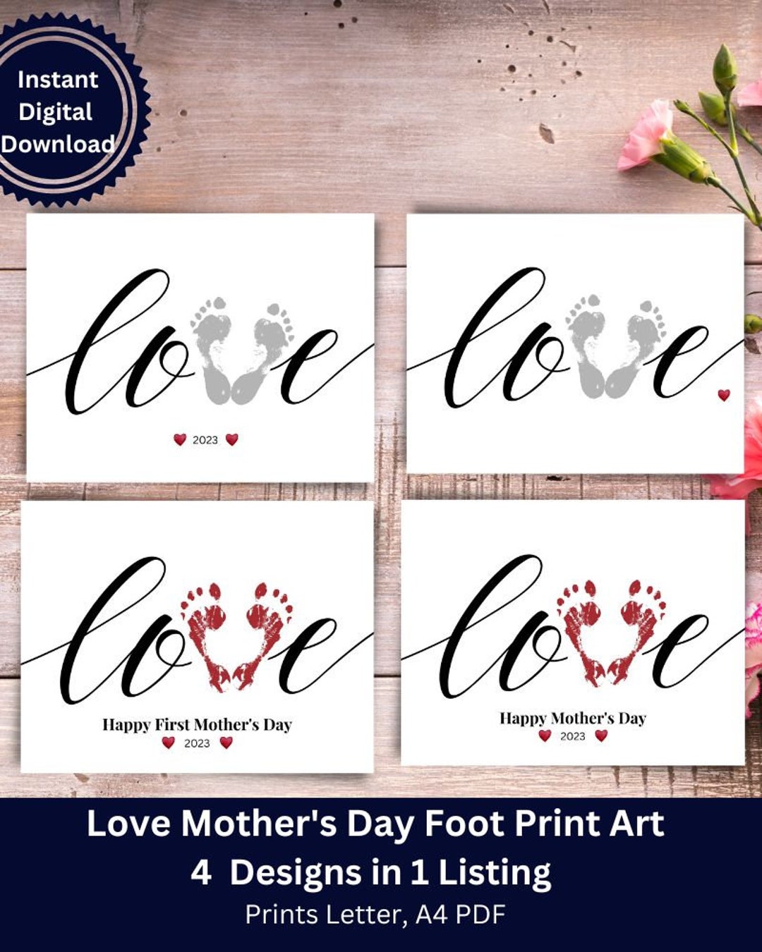Mother's Day Footprint Printable Template, Mother's Day Activity, Kids ...