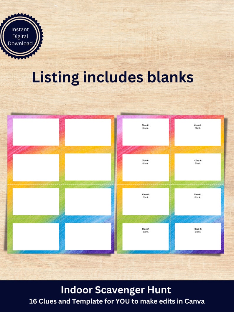 Indoor Scavenger Hunt Printable Template for Kids, Custom Treasure Hunt ...