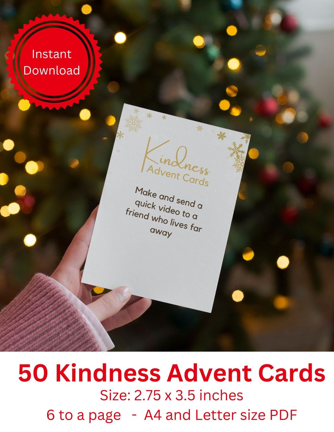 50 Kindness Advent Cards Instant Download, Advent Activities, Mindful ...