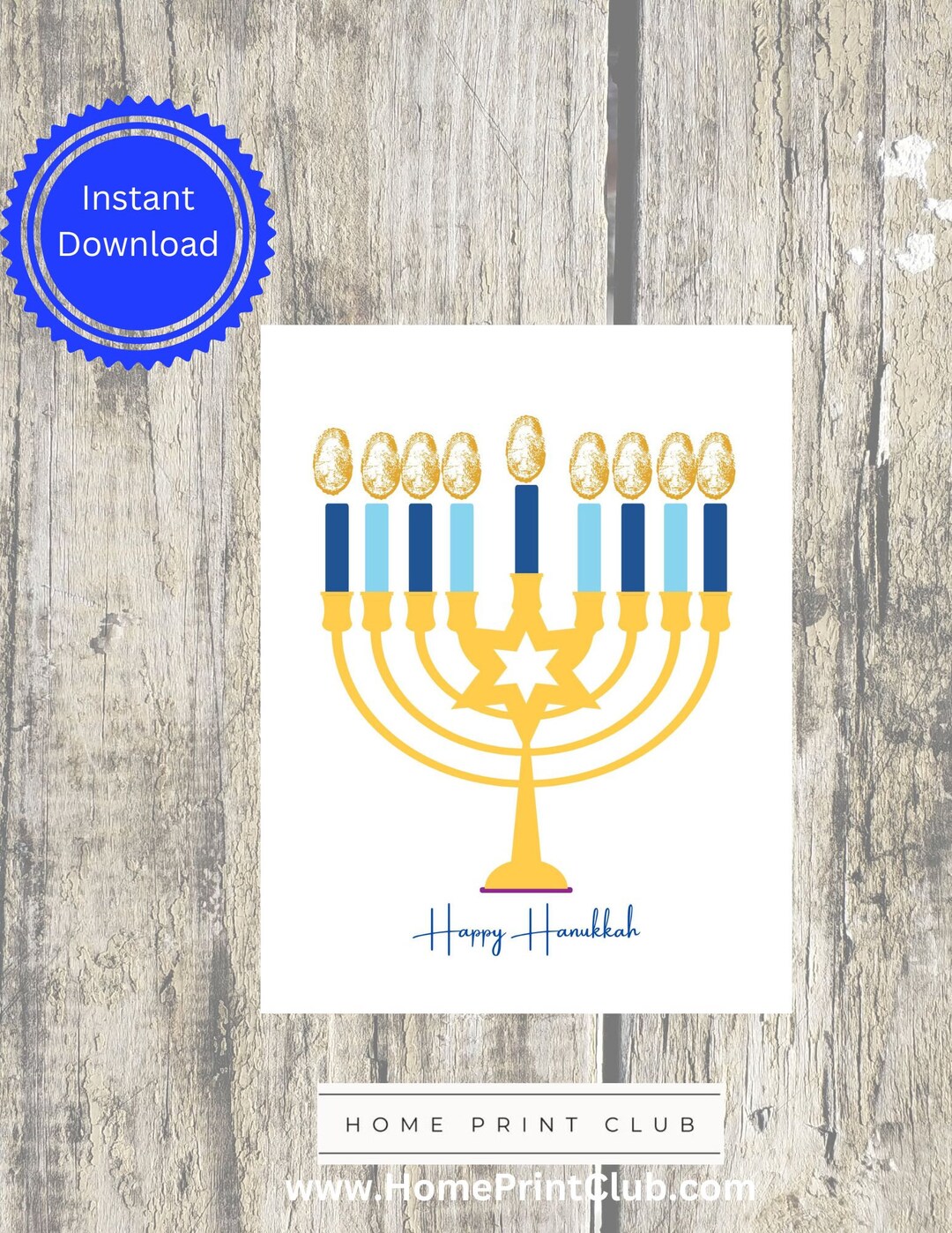 Hanukkah Fingerprint Craft for Kids, Printable Hanukkah Activity ...