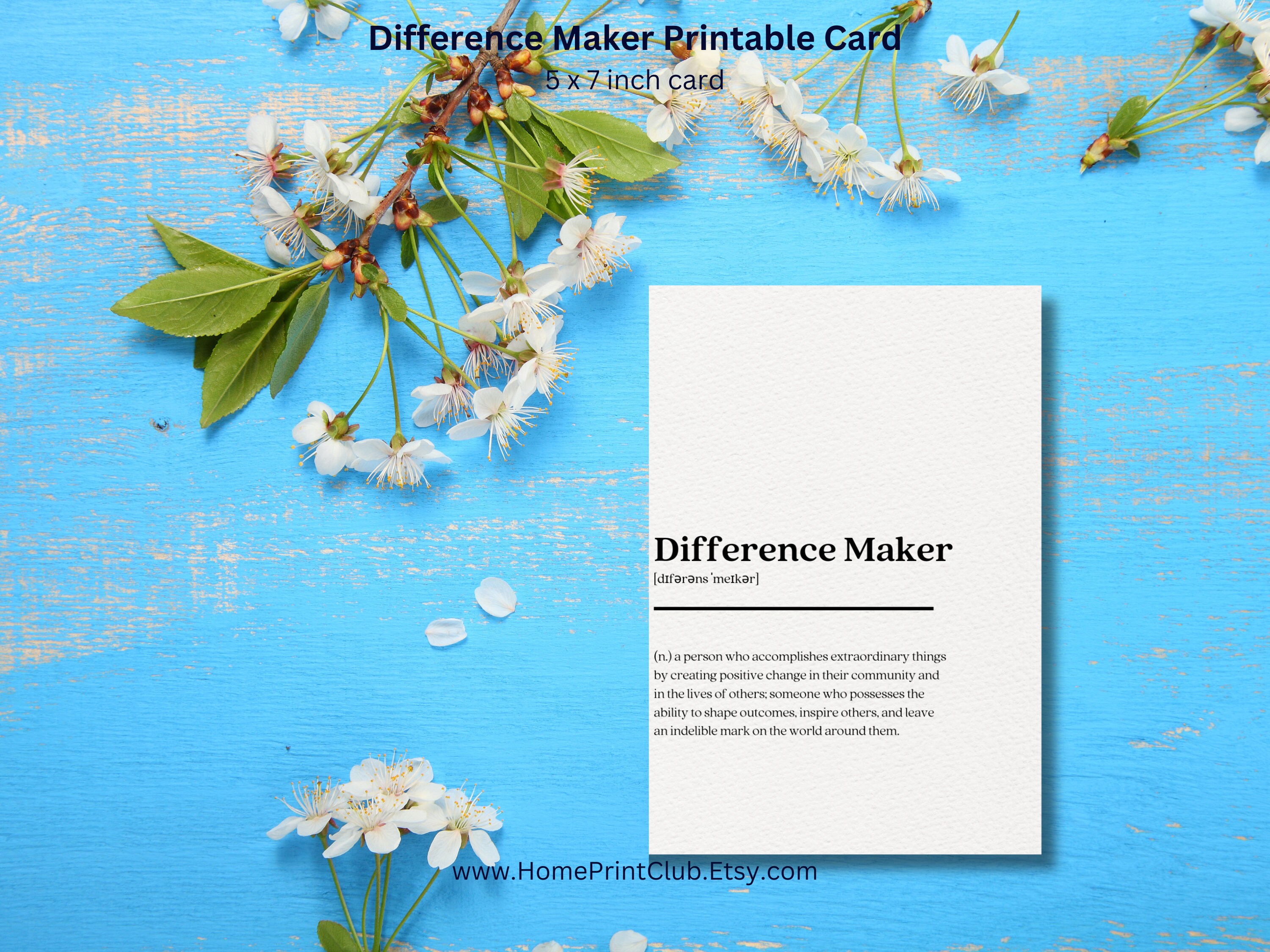 Difference Maker Definition Printable Card, Thank You Card, Gift for ...