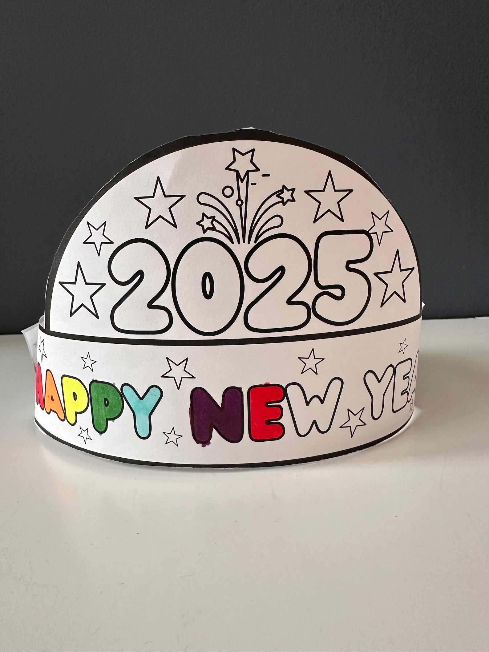 Kids New Years Eve 2025 Printable and Color Party Crown Hats, Printable ...
