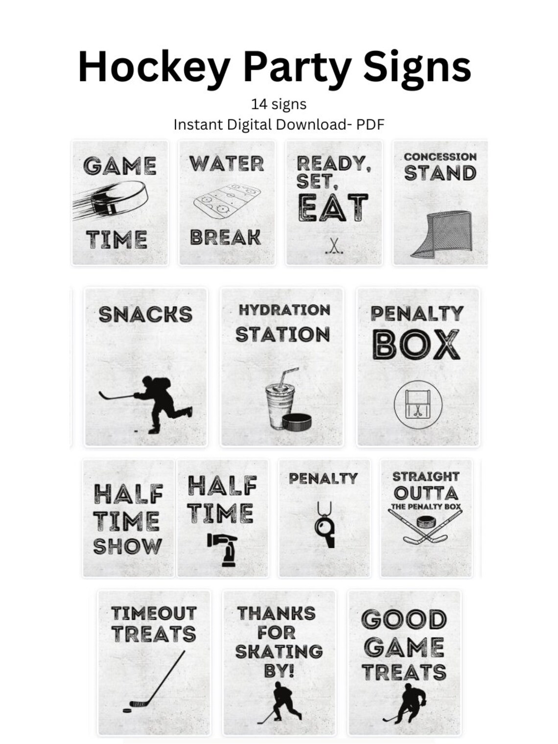 Hockey Party Printable Signs Bundle, Printable Hockey Theme Birthday ...