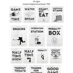 Hockey Party Printable Signs Bundle, Printable Hockey Theme Birthday ...