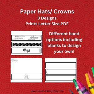 Chinese New Years 2025 Printable Color Party Crown Hats, Printable ...