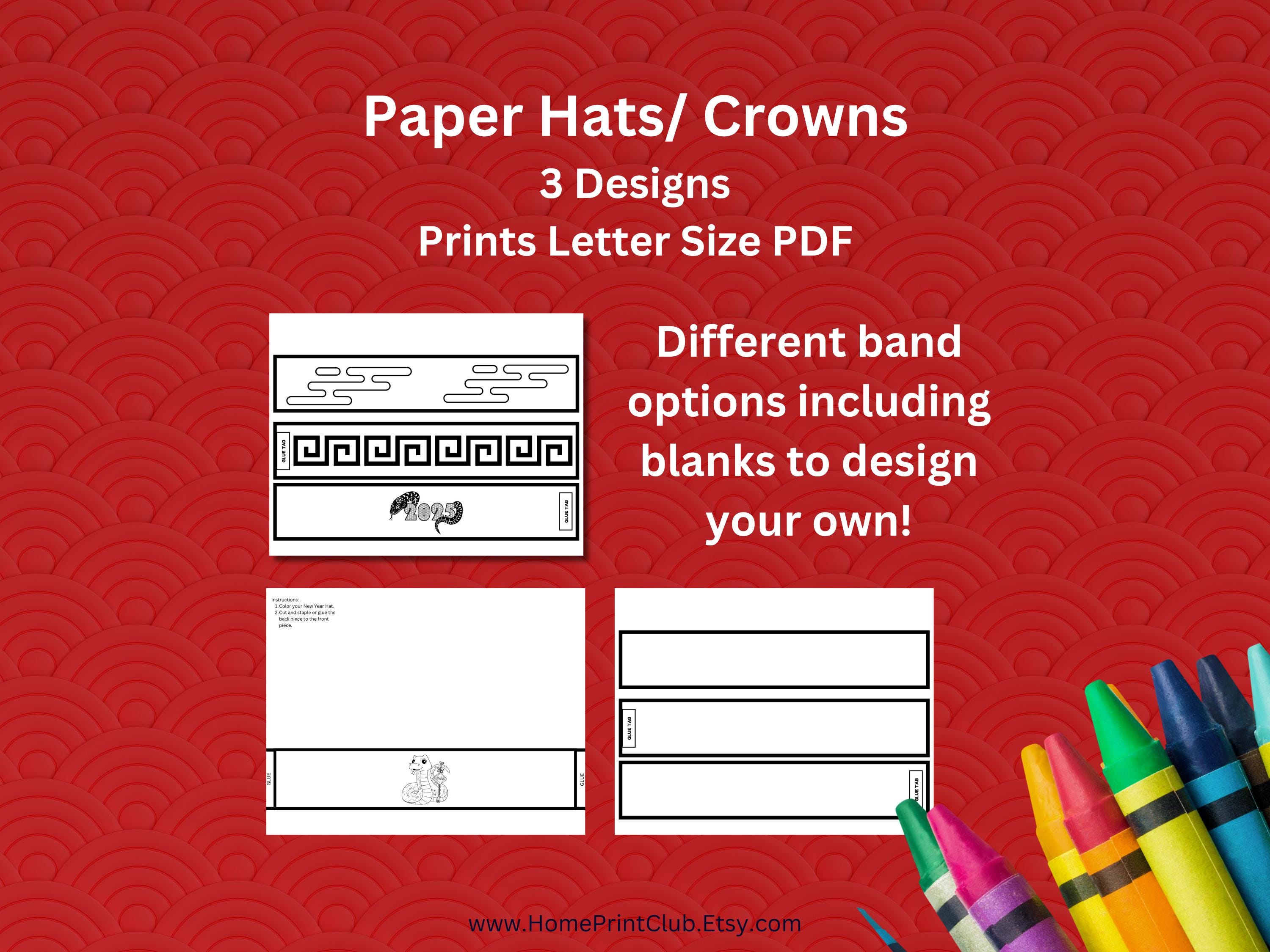 Chinese New Years 2025 Printable Color Party Crown Hats, Printable ...