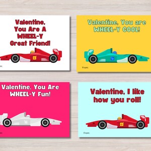 Race Car Printable Kids Valentines Day Card, Wheel-y School Valentine's ...