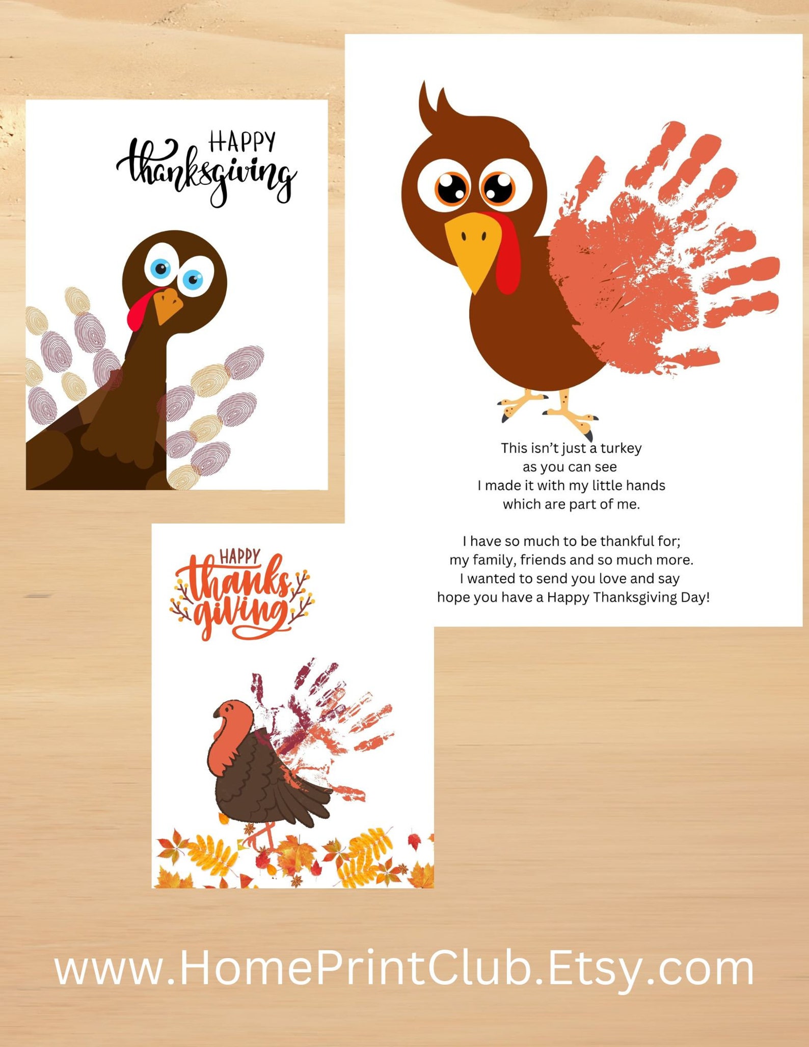 Printable Thanksgiving Handprint Bundle, School Craft, Keepsake Gift ...