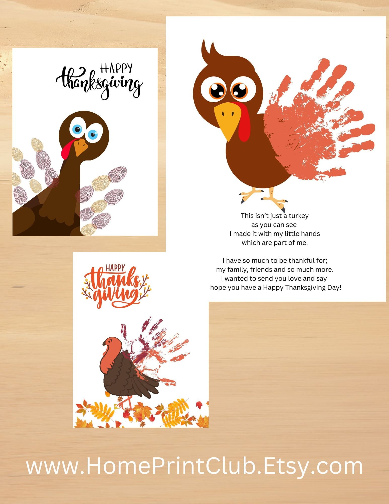 Printable Thanksgiving Handprint Bundle, School Craft, Keepsake Gift ...