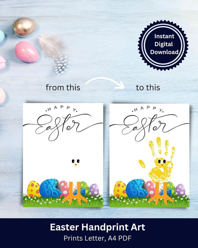 Easter Handprint Art Template, Printable Craft, Easter Activity, Kids ...