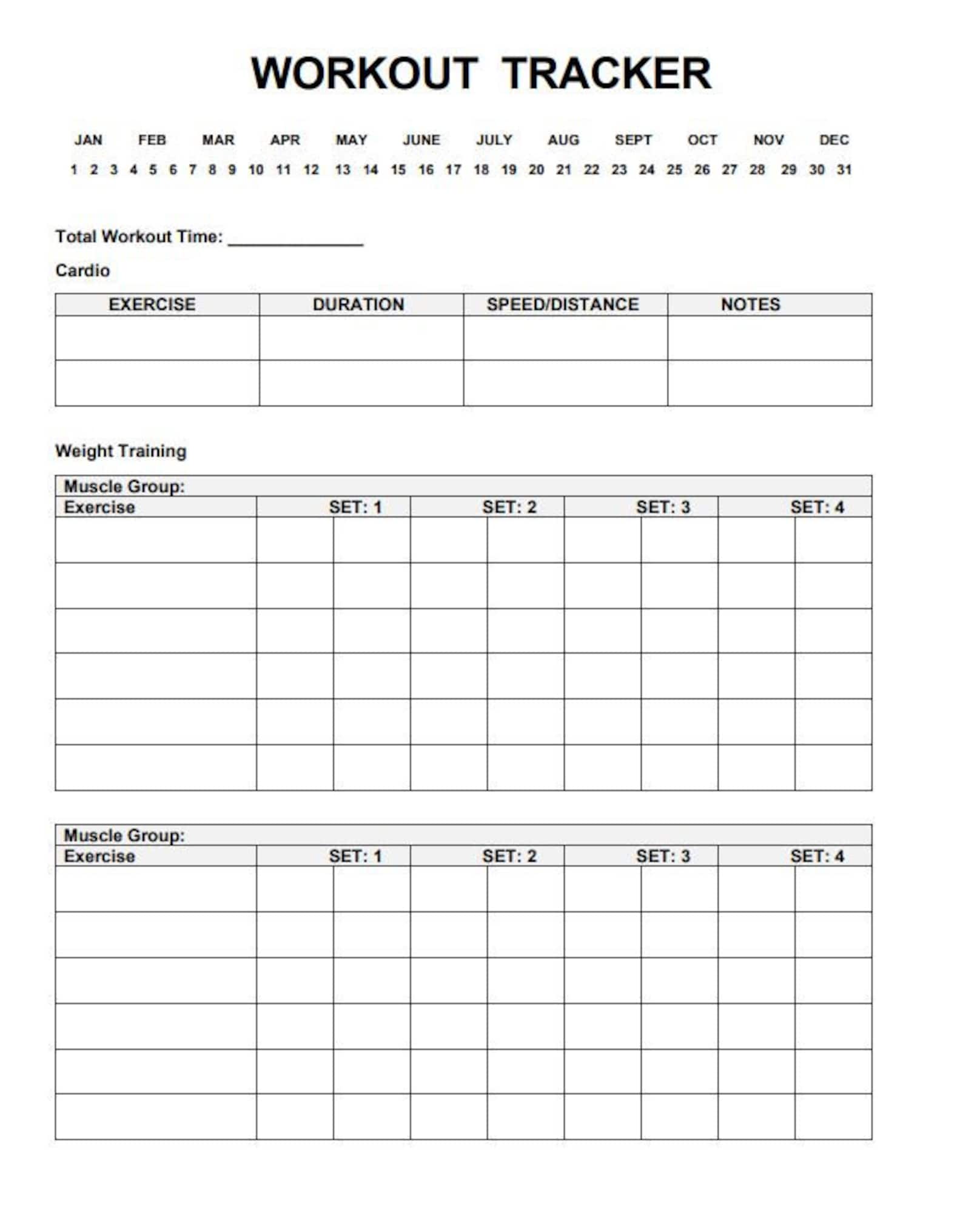 Workout Tracker, Fitness Tracker, Exercise Tracker, Fitness Log ...