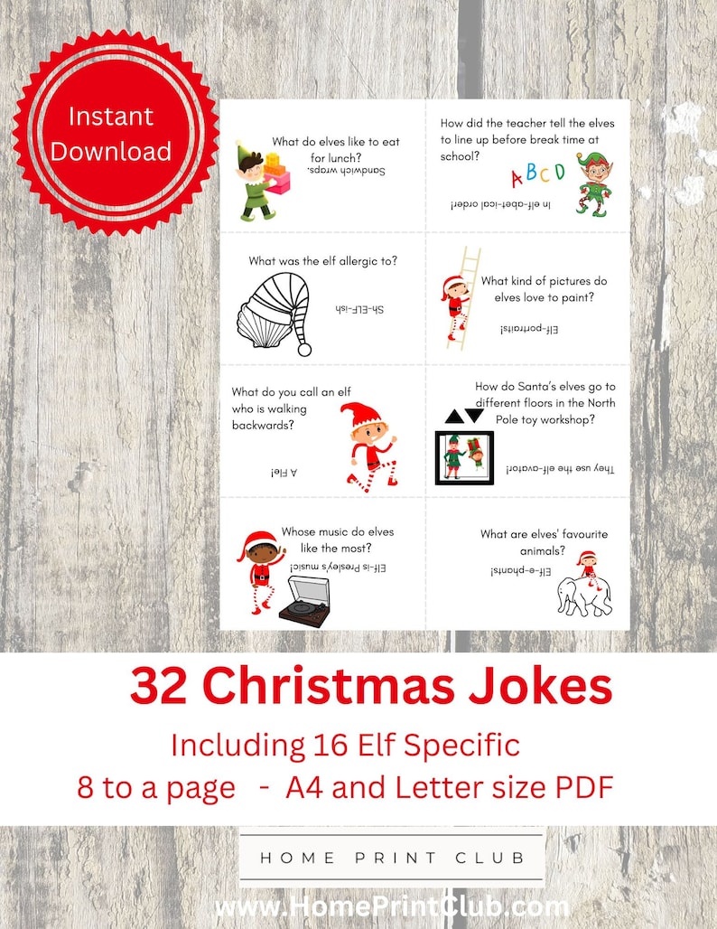 32 Christmas Kids Lunch Box Jokes Printable, Advent Calendar, Elf Jokes ...