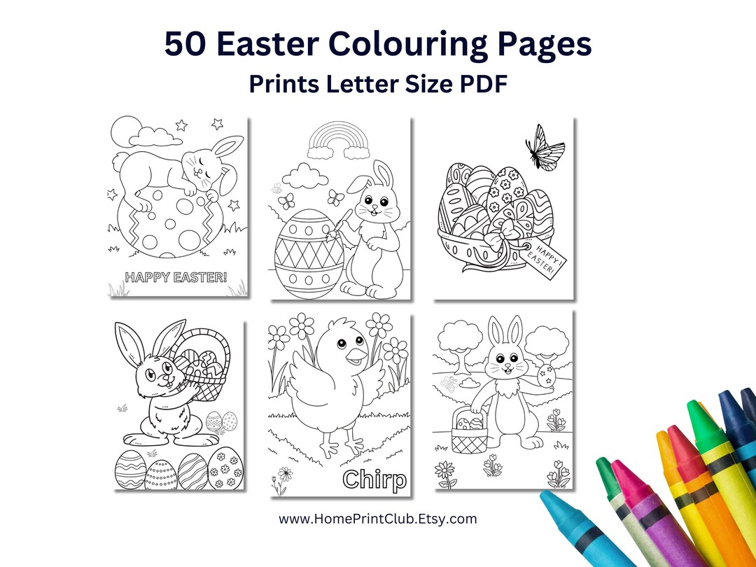 50 Easter Coloring Pages Instant Download, Easter Printable Party ...