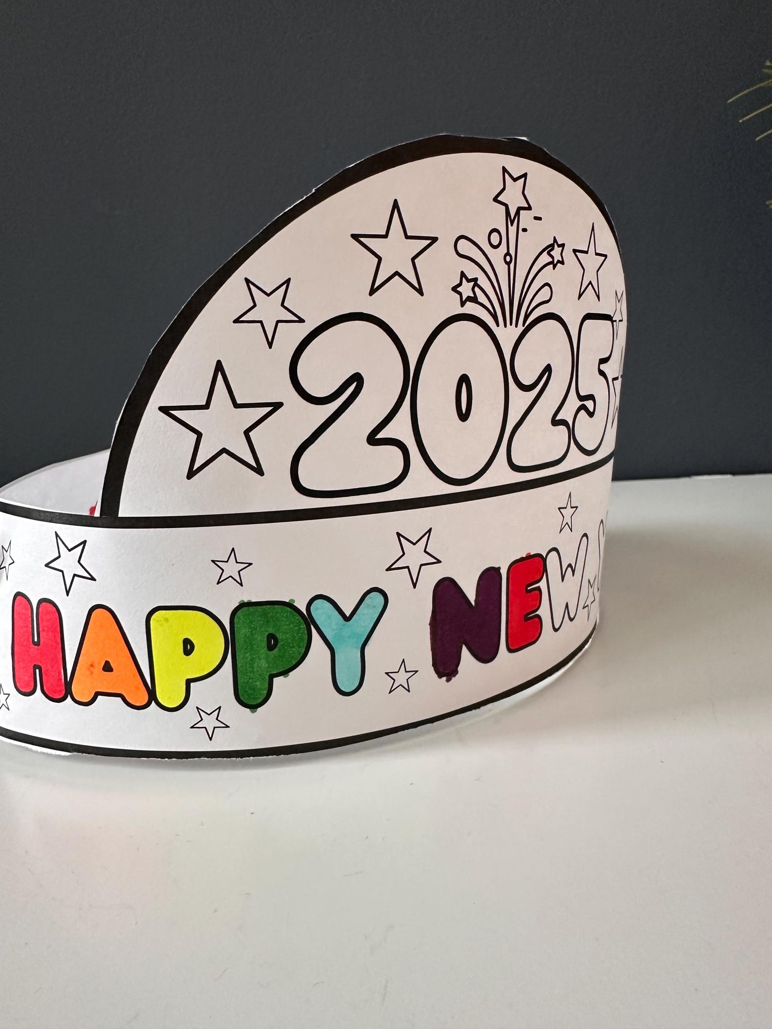 Kids New Years Eve 2025 Printable and Color Party Crown Hats, Printable ...