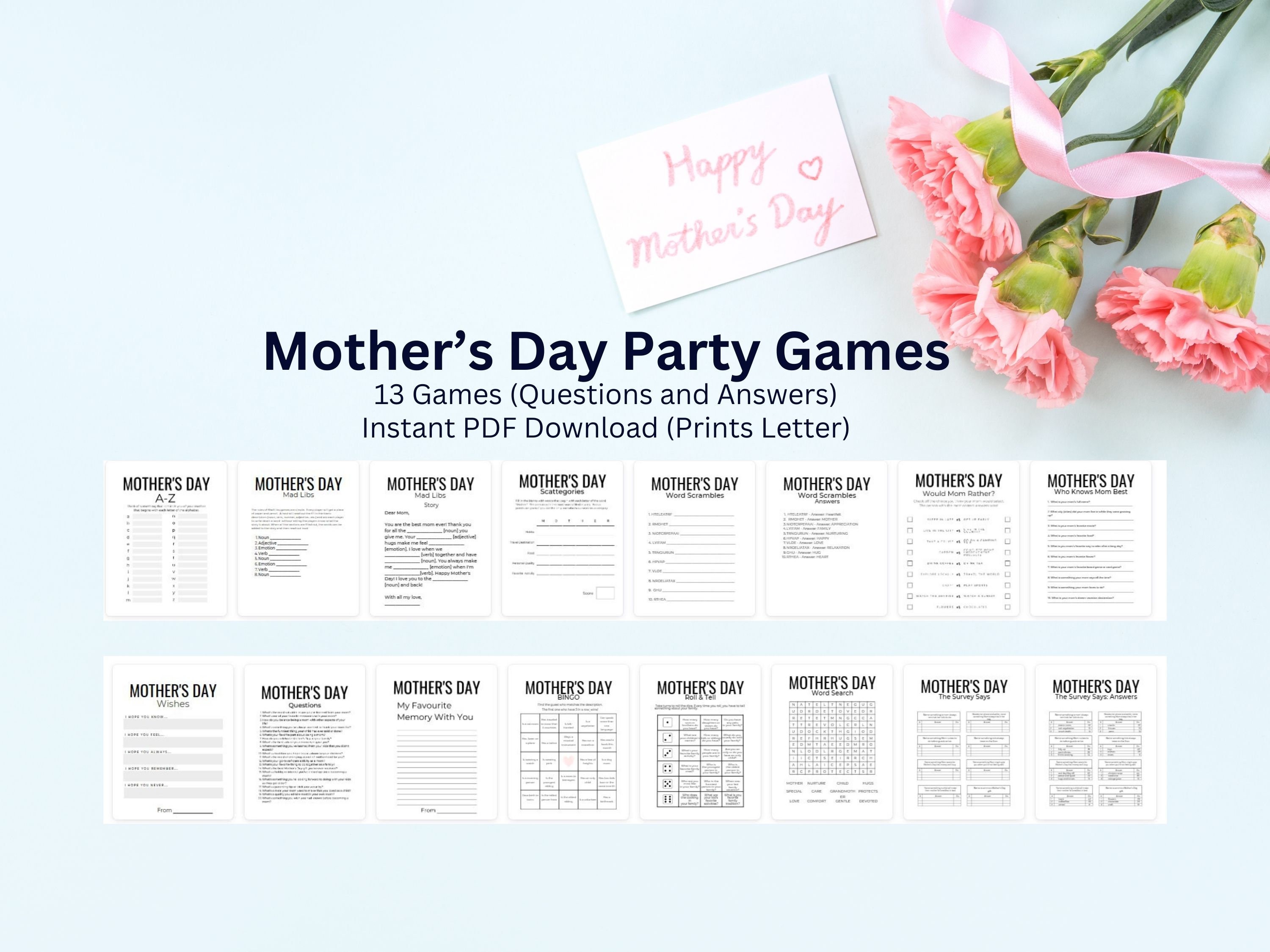 Mothers Day Printable Party Game Bundle, Mothers Day Brunch Ideas ...