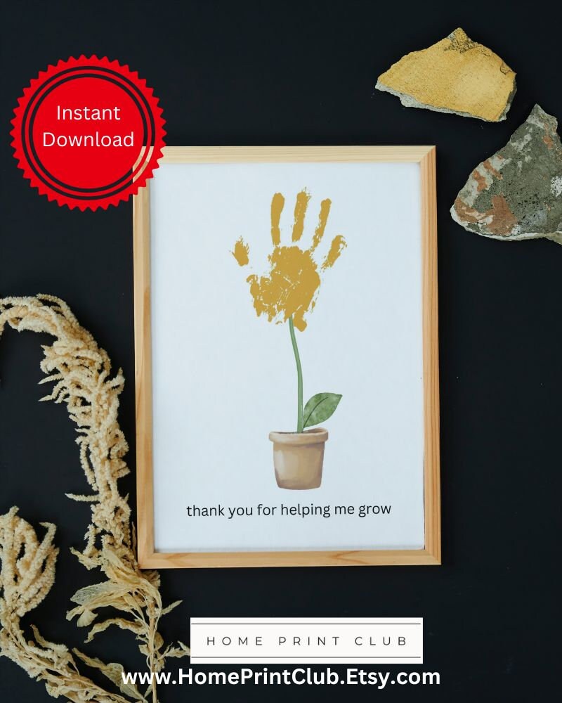 Thank You for Helping Me Grow Handprint Art, DIY Gift for Mom Dad Grandparent Aunts Teachers ...