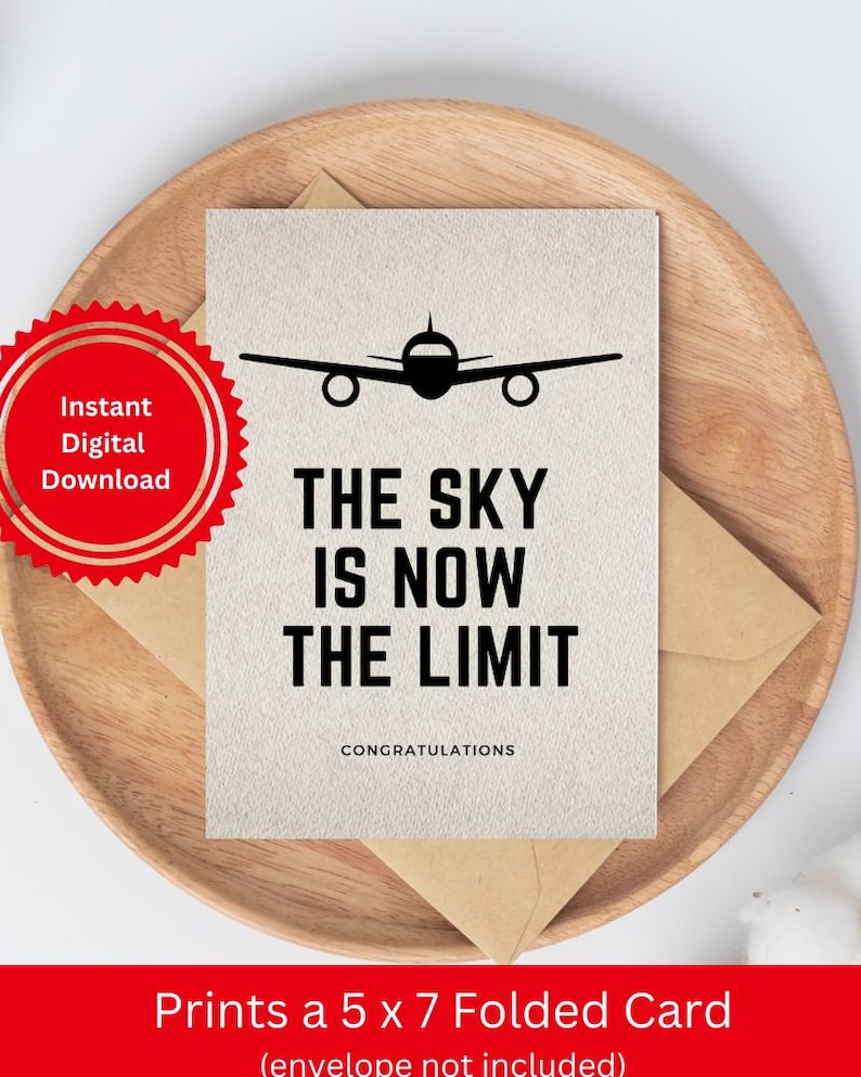 Congratulations New Pilot Printable Greeting Card, Aviation Card ...