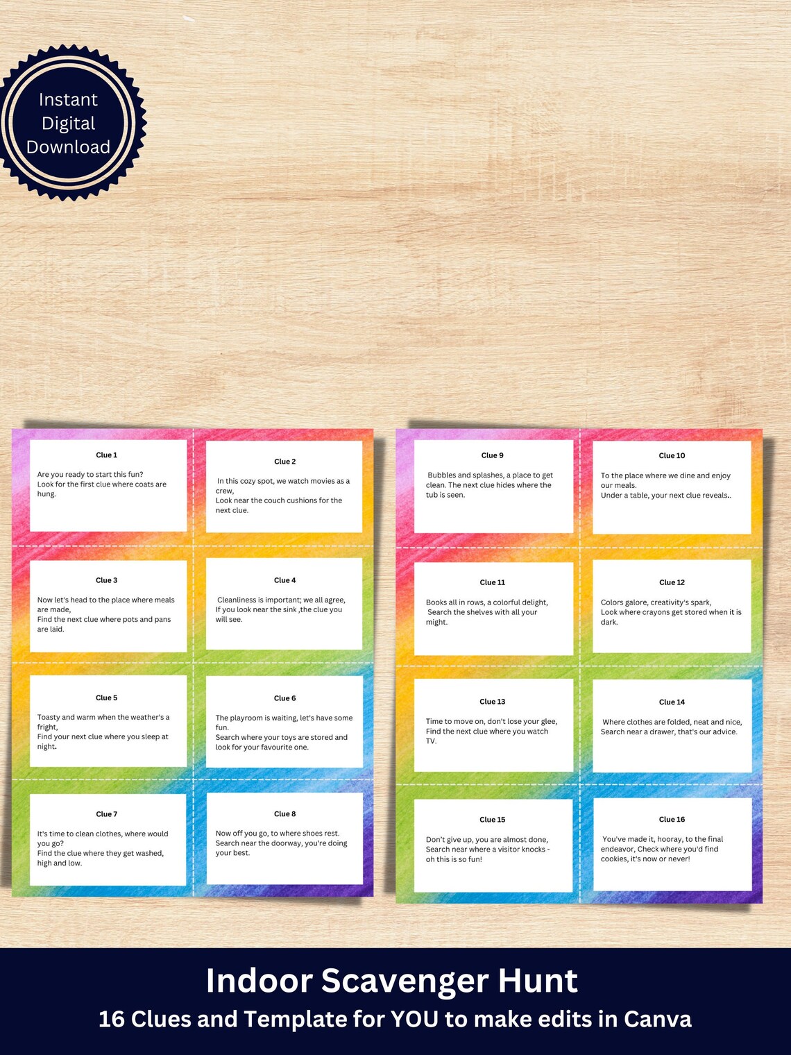 Indoor Scavenger Hunt Printable Template for Kids, Custom Treasure Hunt ...