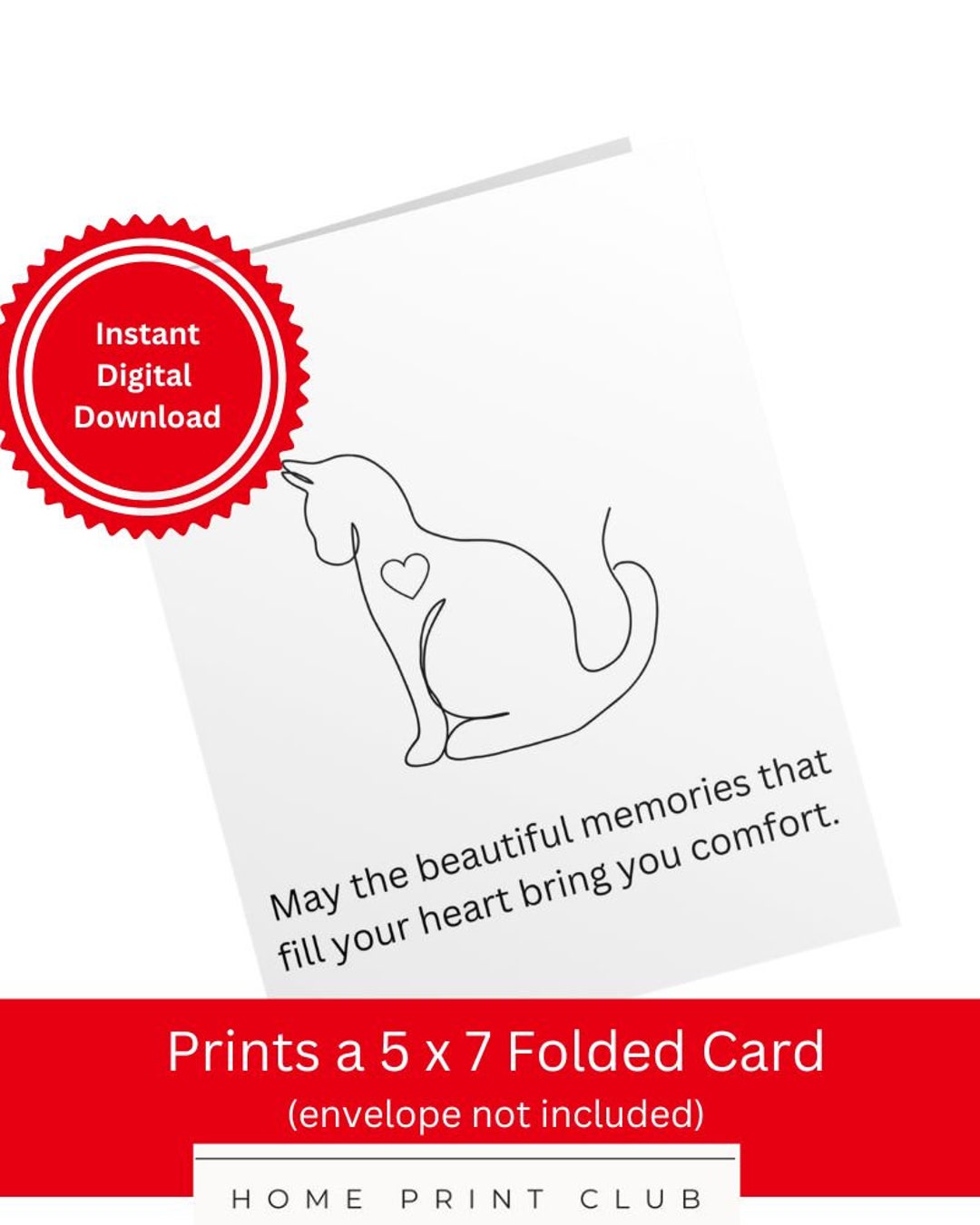Cat Loss Condolence Card, Cat Sympathy Card, Pet Loss Instant Download ...
