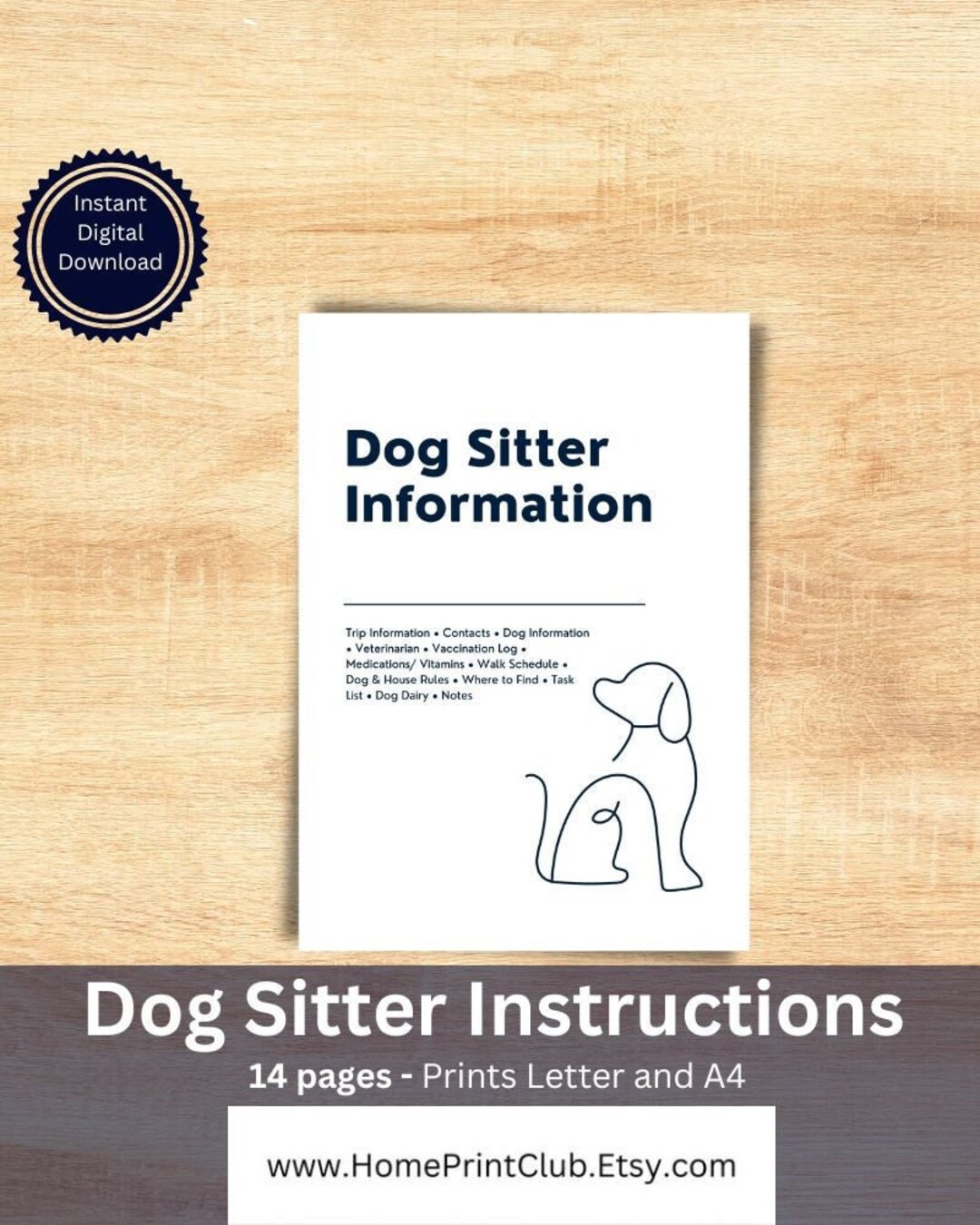 Dog Sitter Instructions, Dog Sitting Guide, Puppy Dog Sitter ...