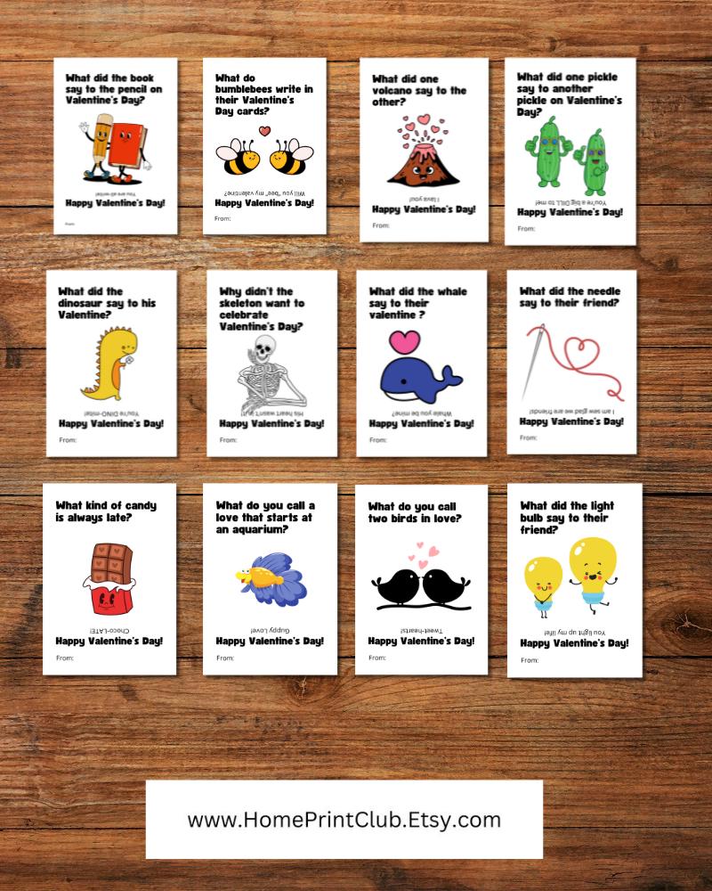 Kids Joke Printable Valentines Day Card, Kids Jokes School Classroom ...