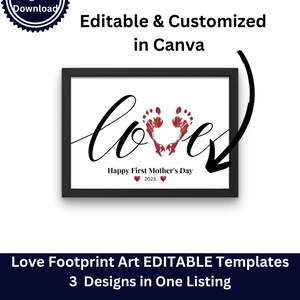 Edit and Customize Mother's Day Footprint Art Template, Mother's Day ...