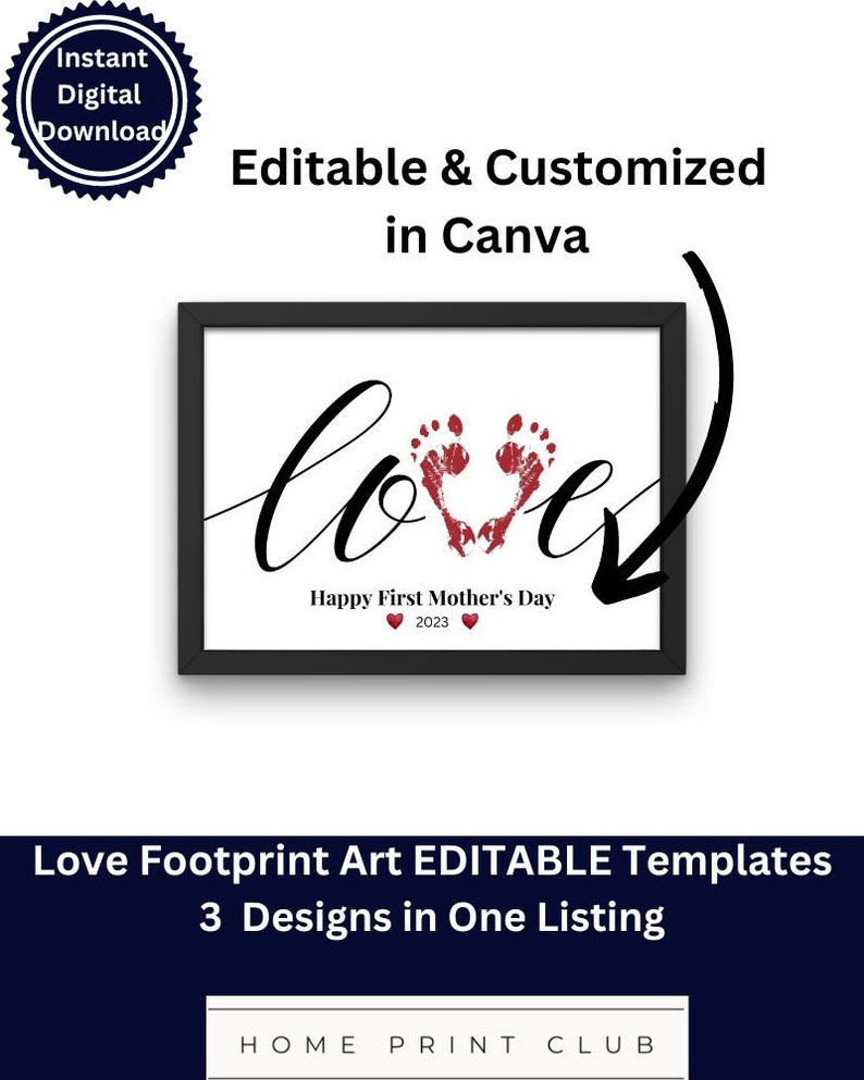 Edit and Customize Mother's Day Footprint Art Template, Mother's Day ...