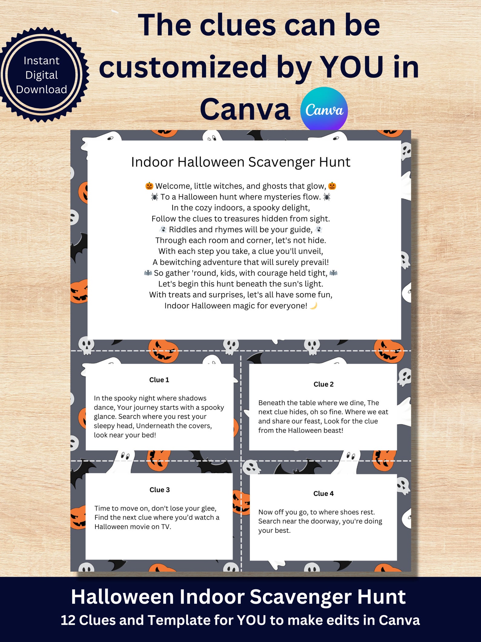 Indoor Halloween Scavenger Hunt Printable Template for Kids, Custom ...